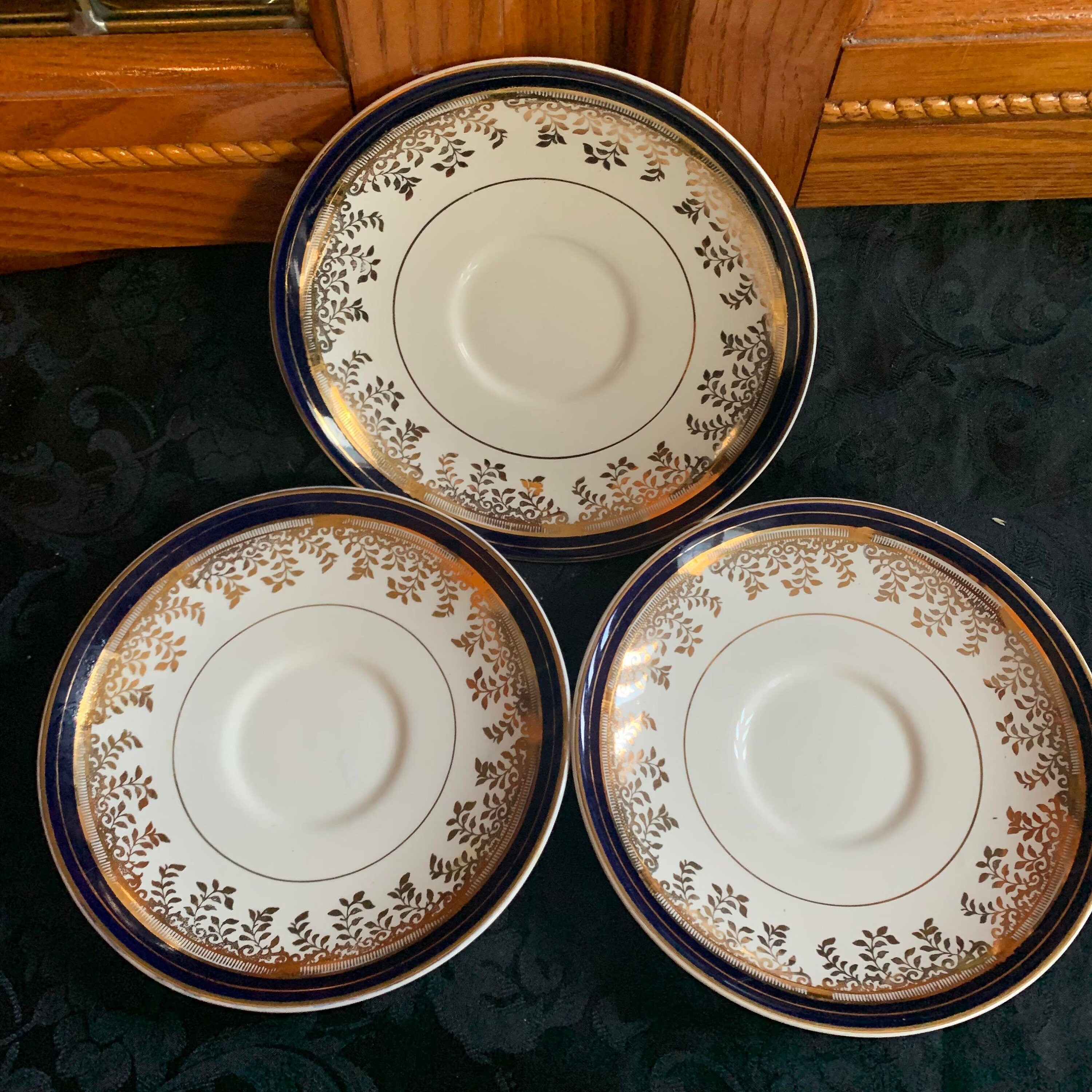 Myott Sons & Co Royalty 1559 Cobalt Set of 3 Saucers - Etsy
