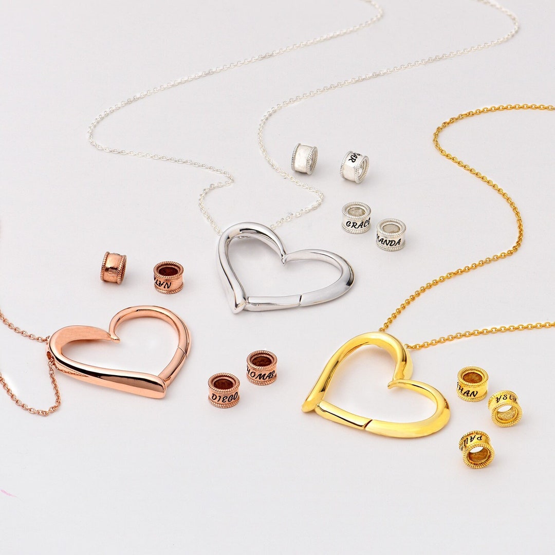 Mynamenecklace Custom Charm Beads for Heart Pendant Bracelet | 18kgold ...