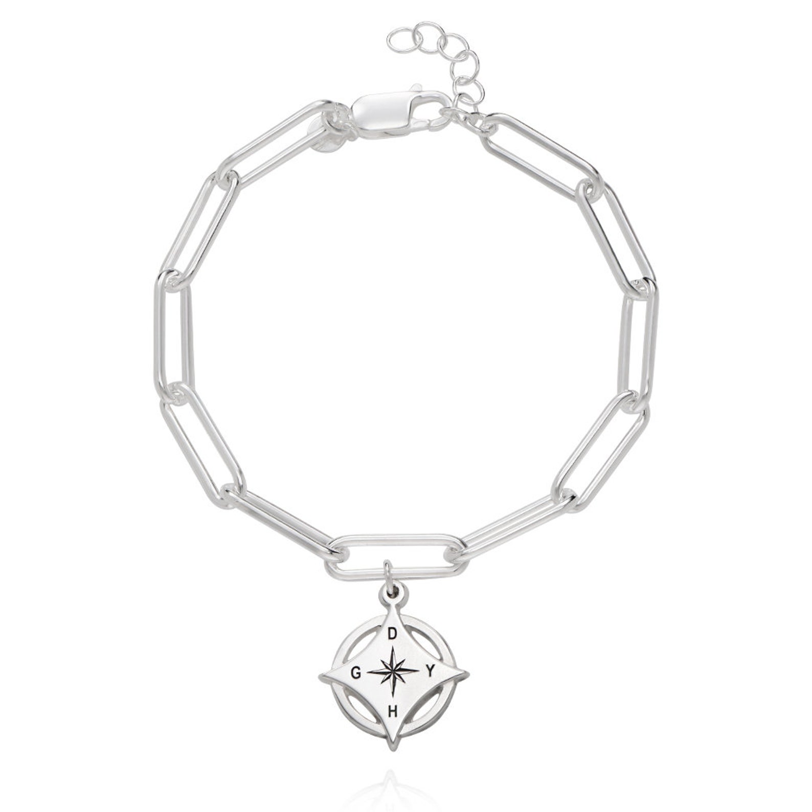 Custom Kaia Initial Compass Bracelet With Diamonds | Personalized ...