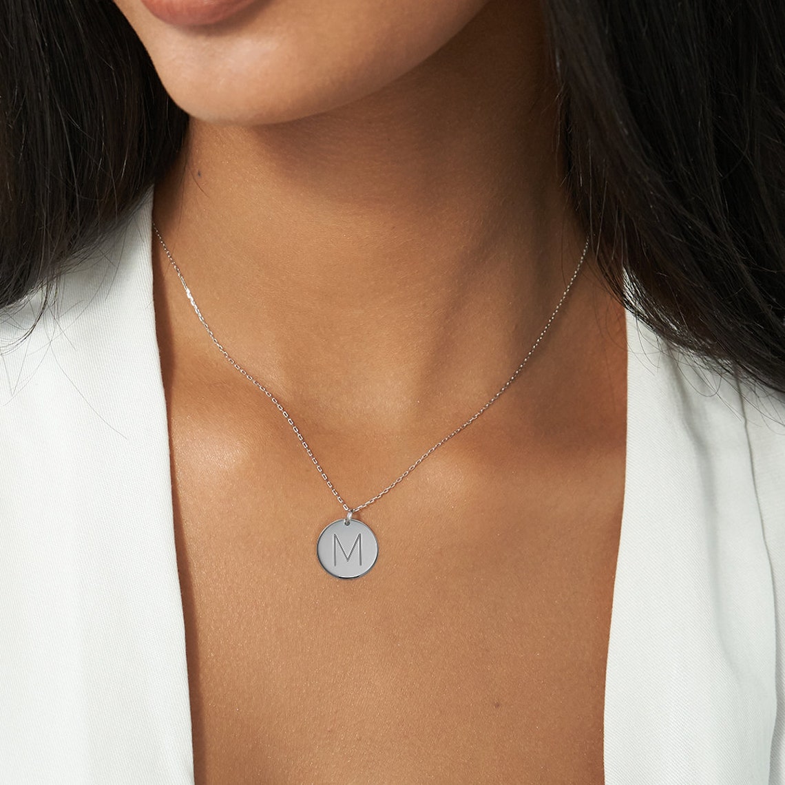 Mynamenecklace Custom Made Engraved Initial Pendant Necklace | Silver ...