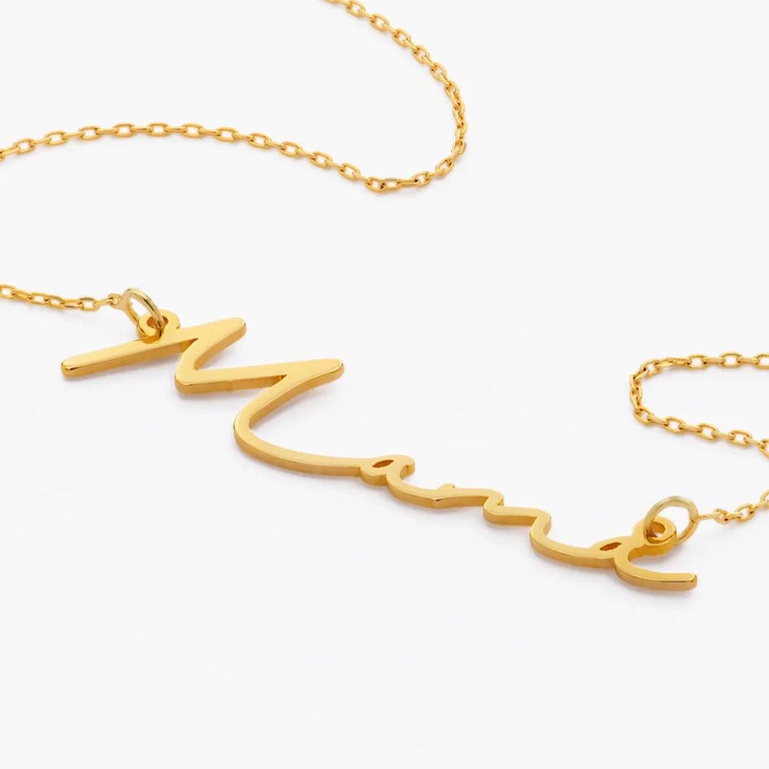 Mynamenecklace Personalized Signature Mon Petit Name Necklace | Gold ...