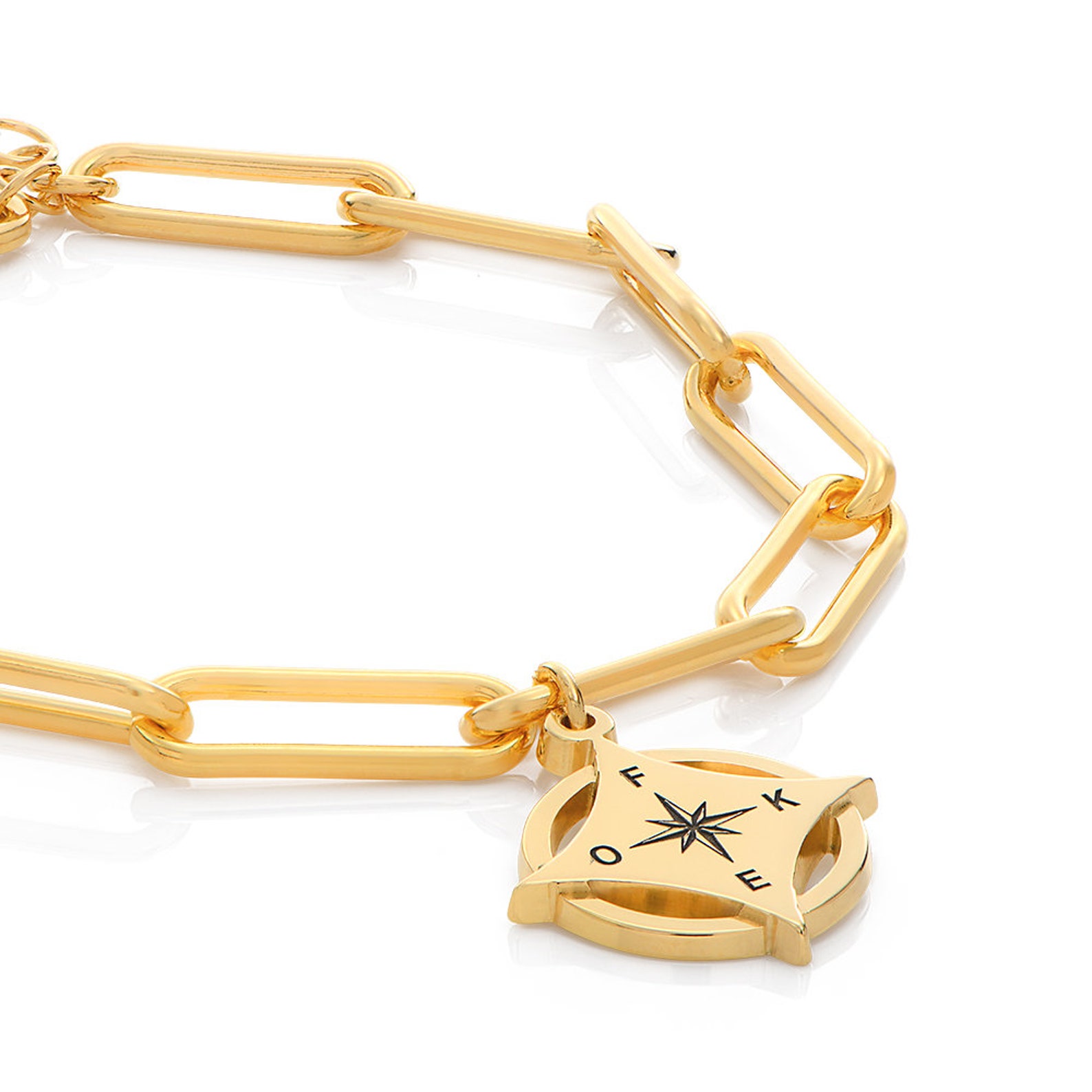 Custom Kaia Initial Compass Bracelet With Diamonds | Personalized ...