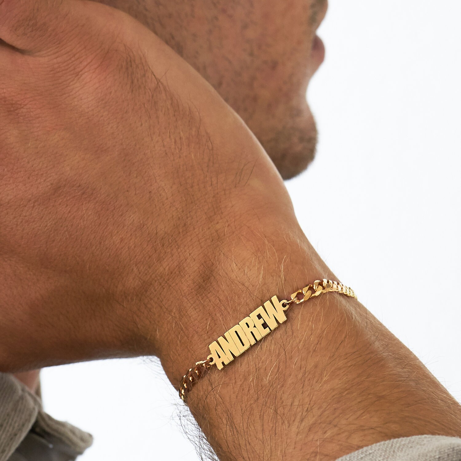 Mynamenecklace Custom Thick Chain Name Bracelet | Gold Silver 925 ...