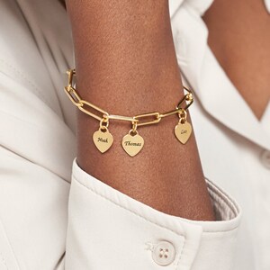 Personalized Bracelet With Engraved Tag/heart Charms | Silver 925 or ...