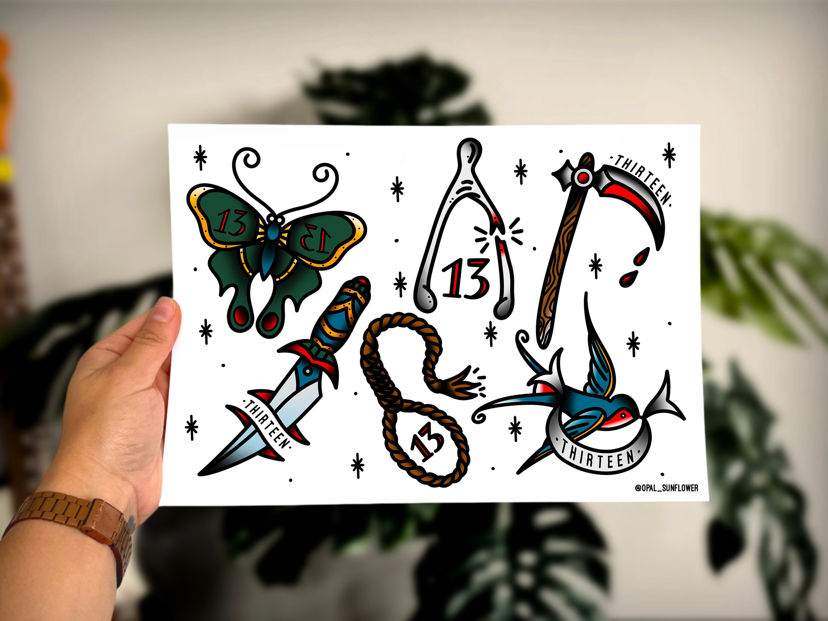 Friday 13th Traditional Tattoo Flash Sheet Print Halloween Spooky ...