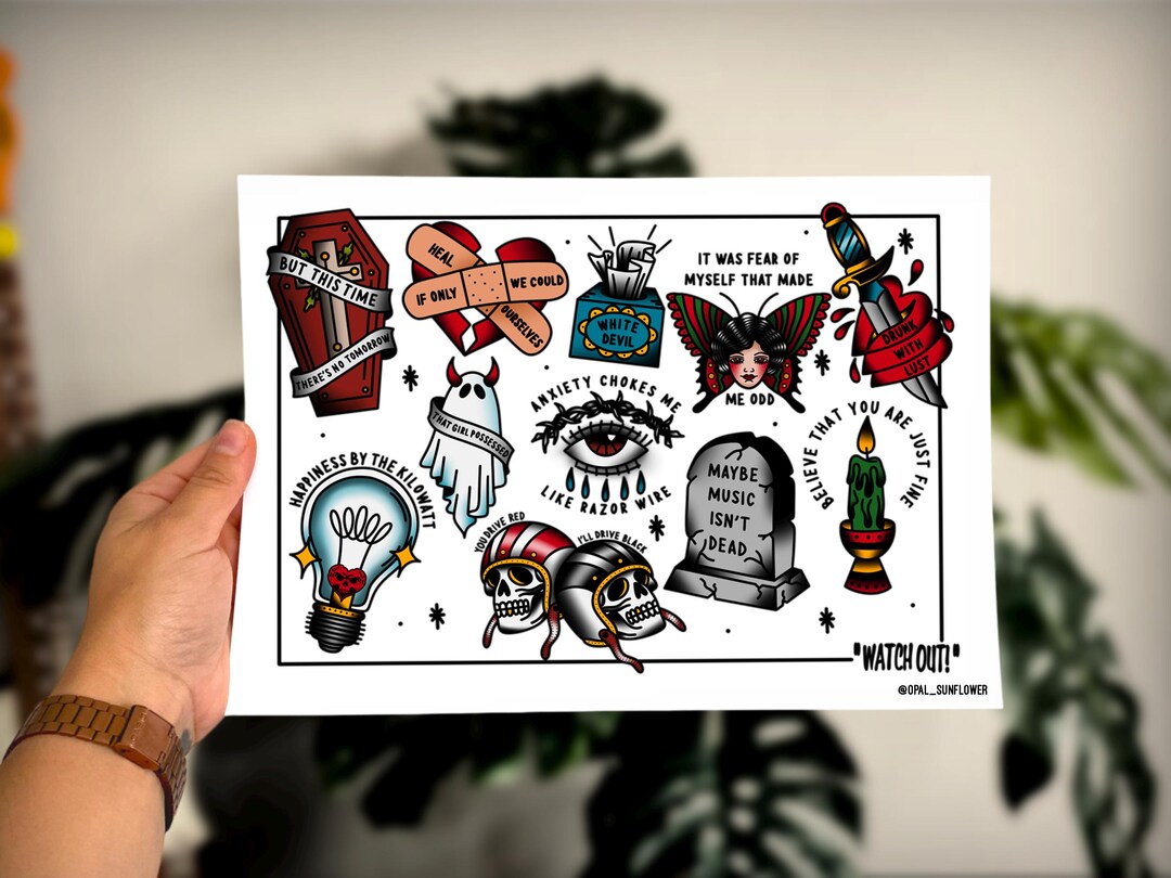 Alexisonfire Watch Out Flash Sheet Print Traditional Tattoo Tattoo ...