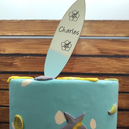 Surfboard Cake Topper Personalized Choose Name Style and - Etsy