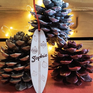 Surfboard Christmas Tree Personalised Decoration, Surf Customisable ...