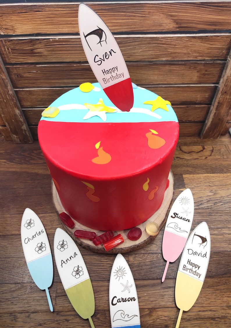 Surfboard Cake Topper Personalized Choose Name Style and | Etsy