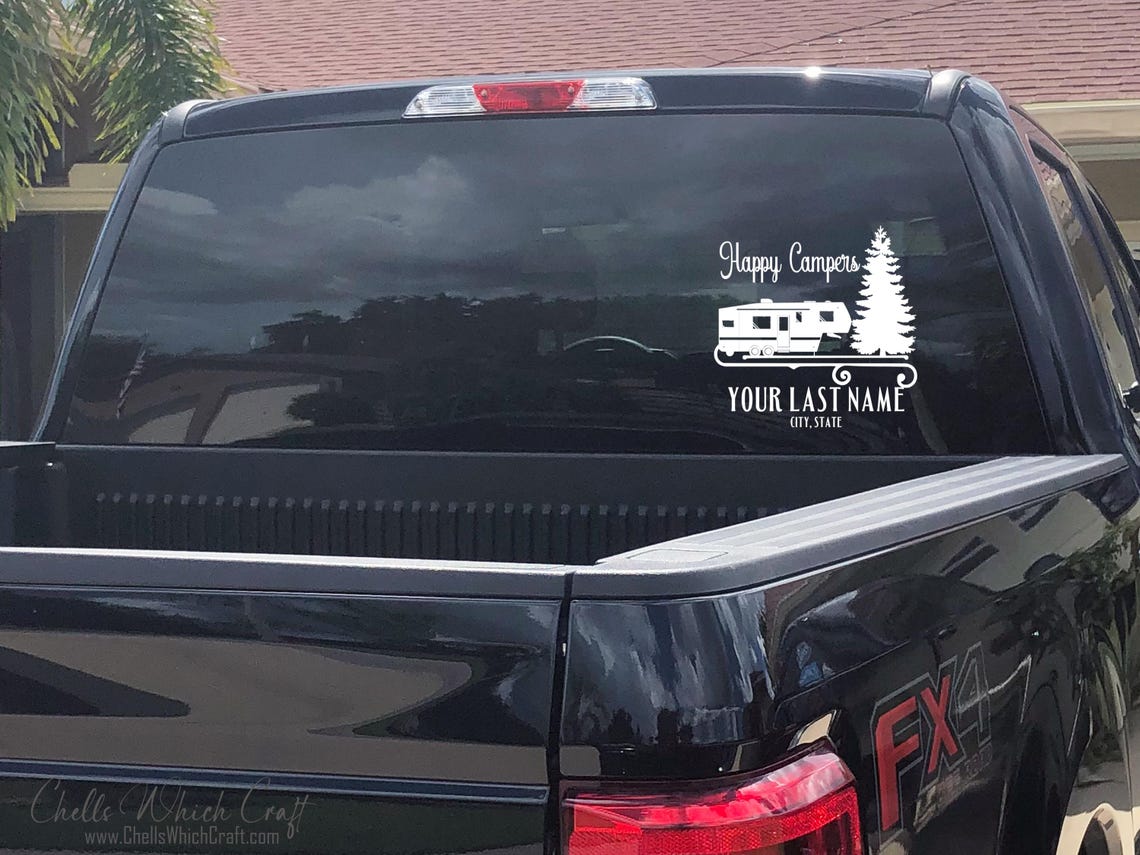 Happy Campers Vinyl Decal, Custom 5th Wheel Decal, Camping Bucket DECAL ...