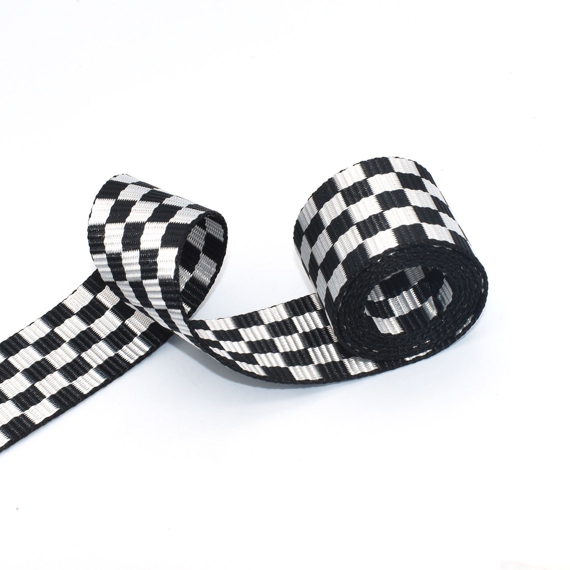 Soft Webbing Black and White Grid Ribbon Geometric Pattern - Etsy