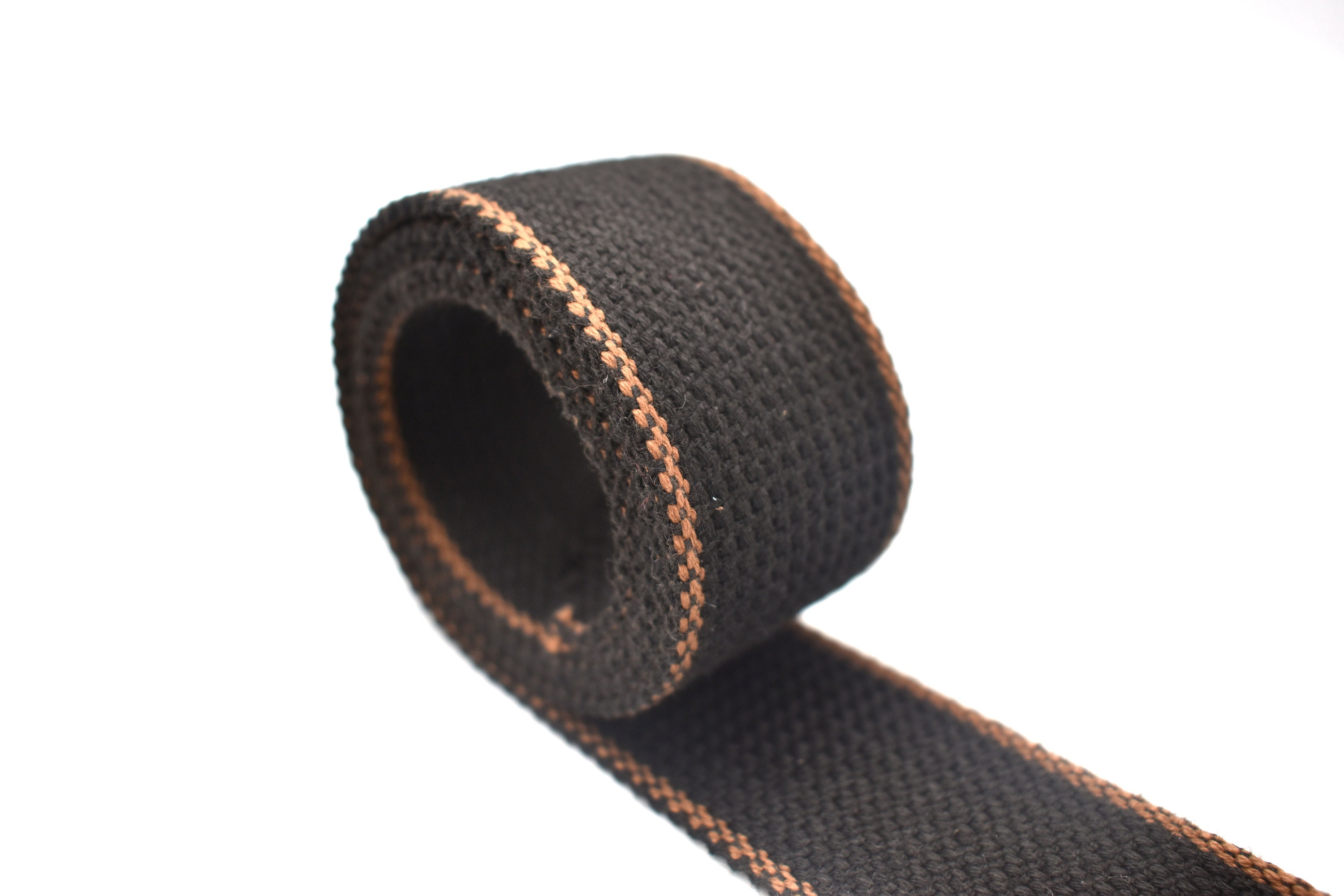 1.5'' Black Brown Cotton Blend Webbing Striped | Etsy