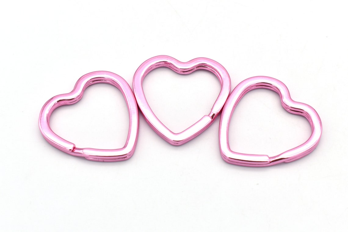 Pink Heart Shaped Split Key Rings Metal Key Ring Clip Key Fob - Etsy UK