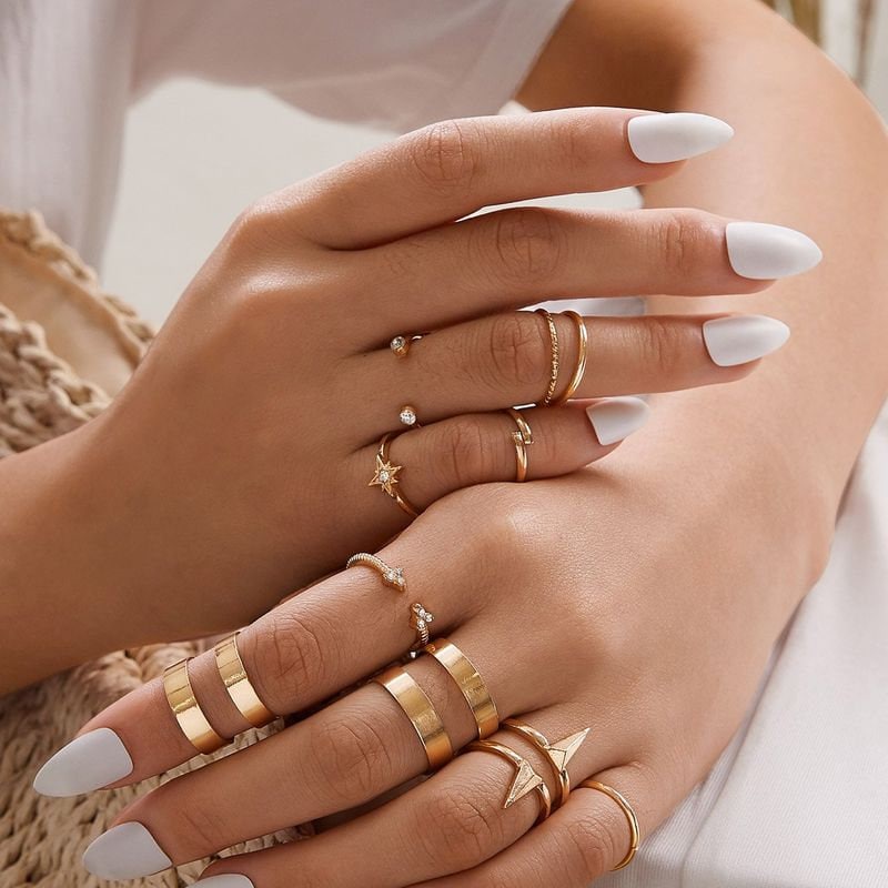11 Piece Gold Ring Set Layered Rings Stackable Rings Gold - Etsy UK