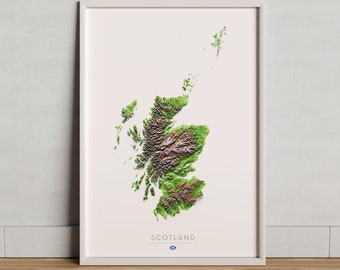 Relief Map of Scotland - Etsy