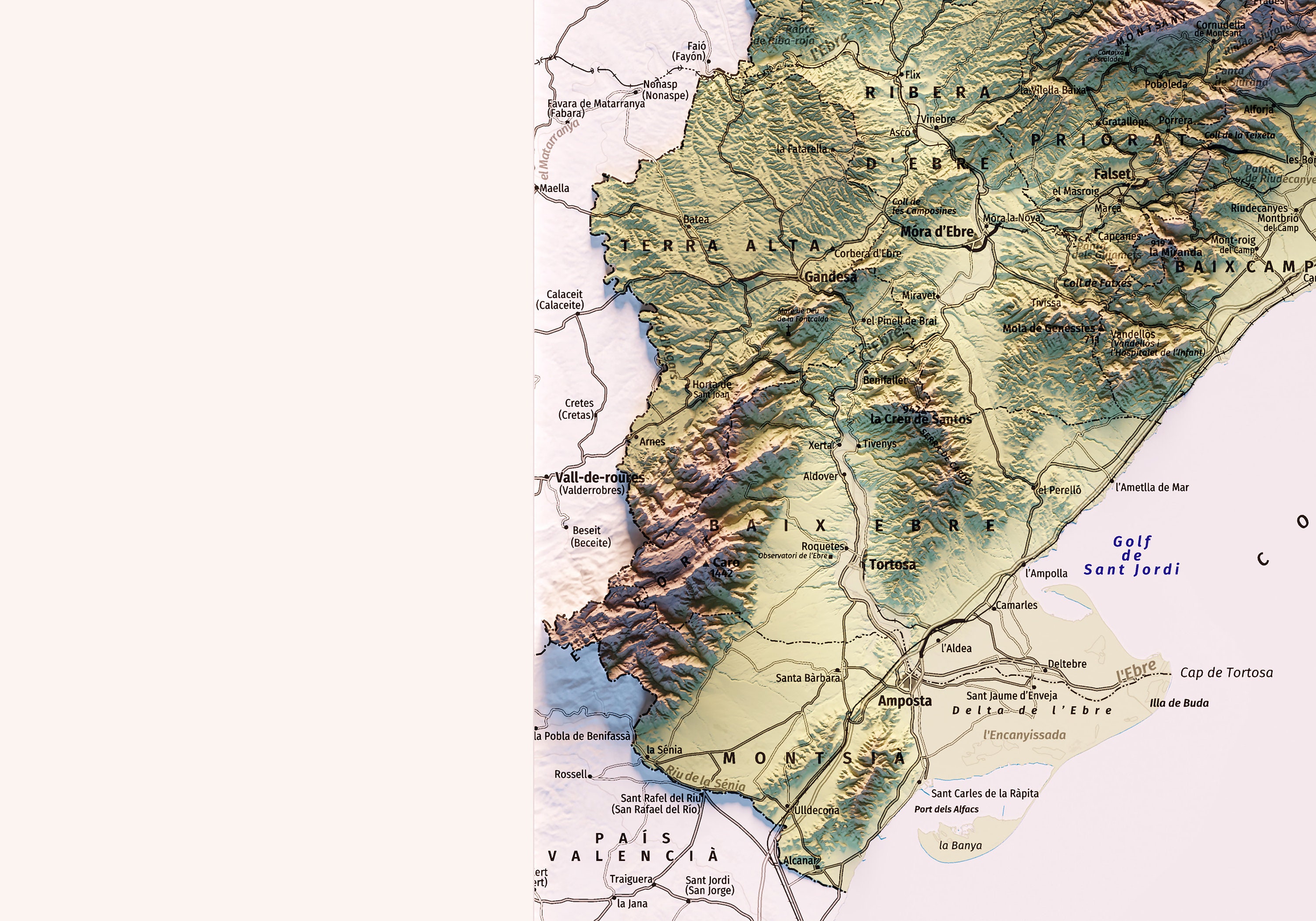 Catalunya Mapa Topogràfic En Color Versió Sense Llegenda Etsy España