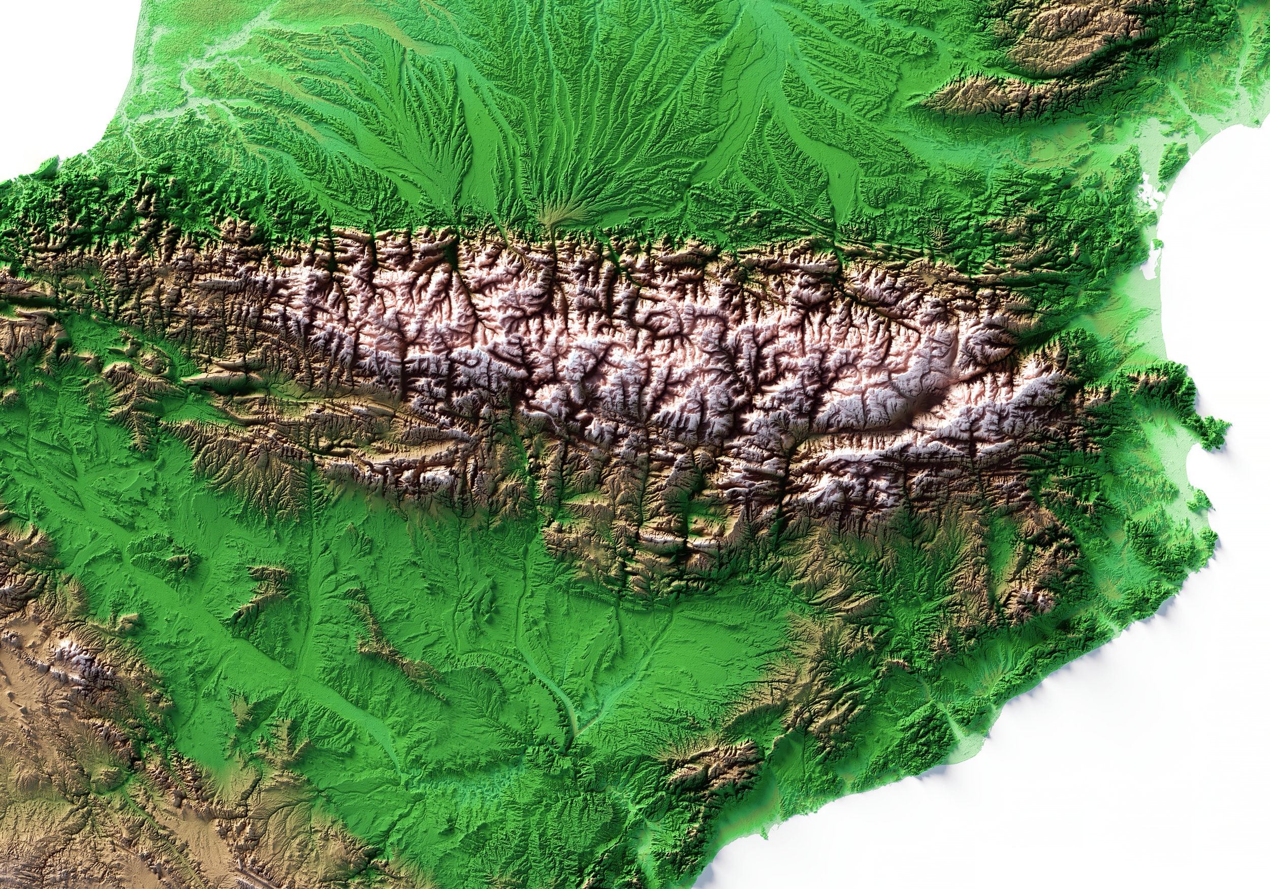 Pyrenees. Colored Artistic Relief Map With Trobart Classic Colors. - Etsy