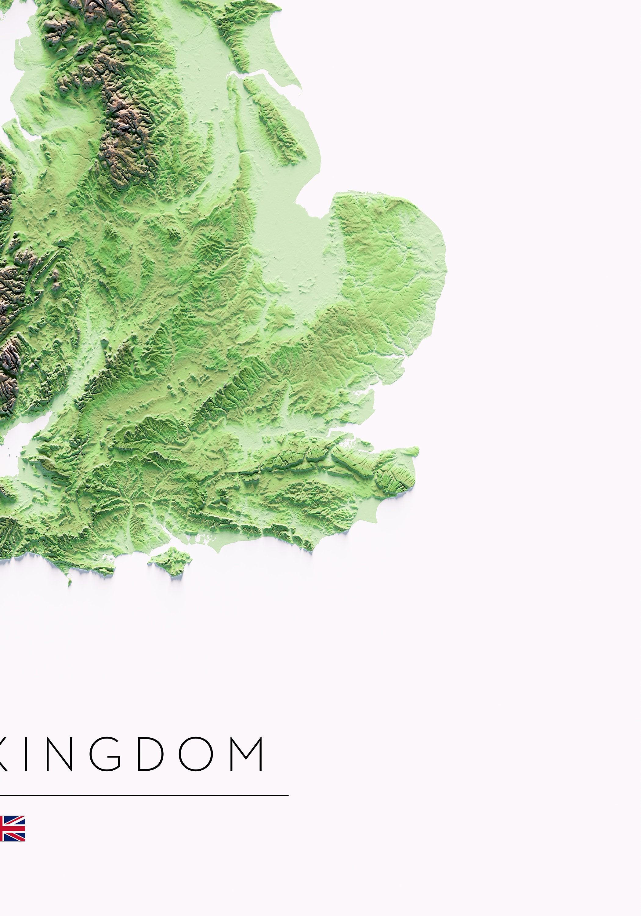 Regne Unit. Mapa de relleu en color. - Etsy España