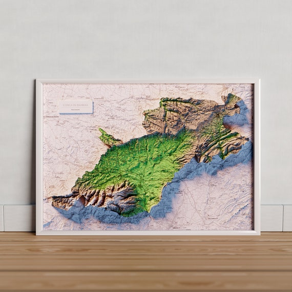 Colored Topographic Map of La Conca De Barberà. - Etsy