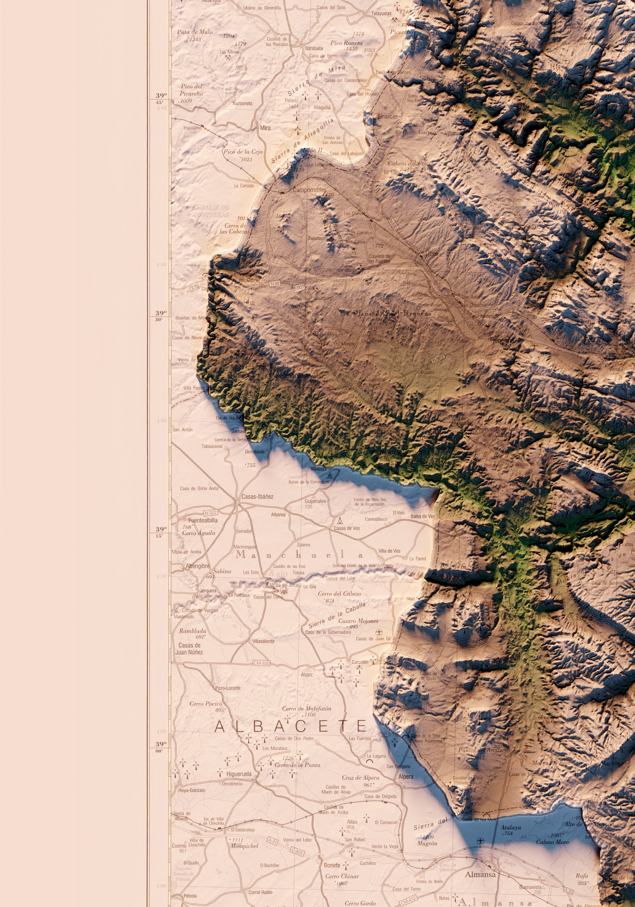 Colored Topographic Map of the País Valencià CNIG Version. - Etsy UK