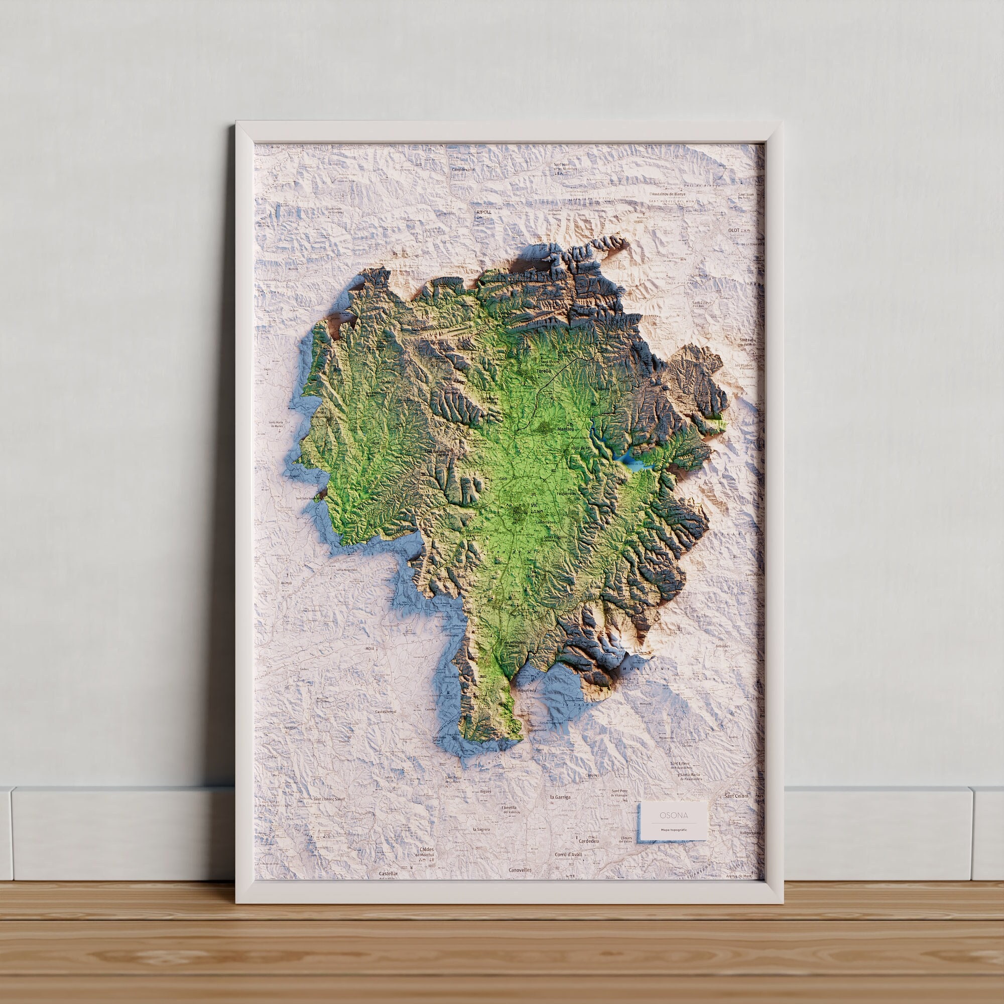 Colored Topographic Map of Osona. - Etsy UK