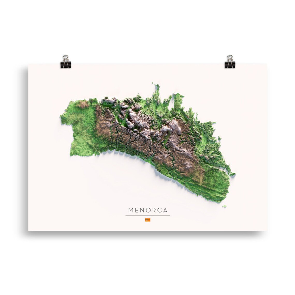 Colored Relief Map of Menorca. - Etsy