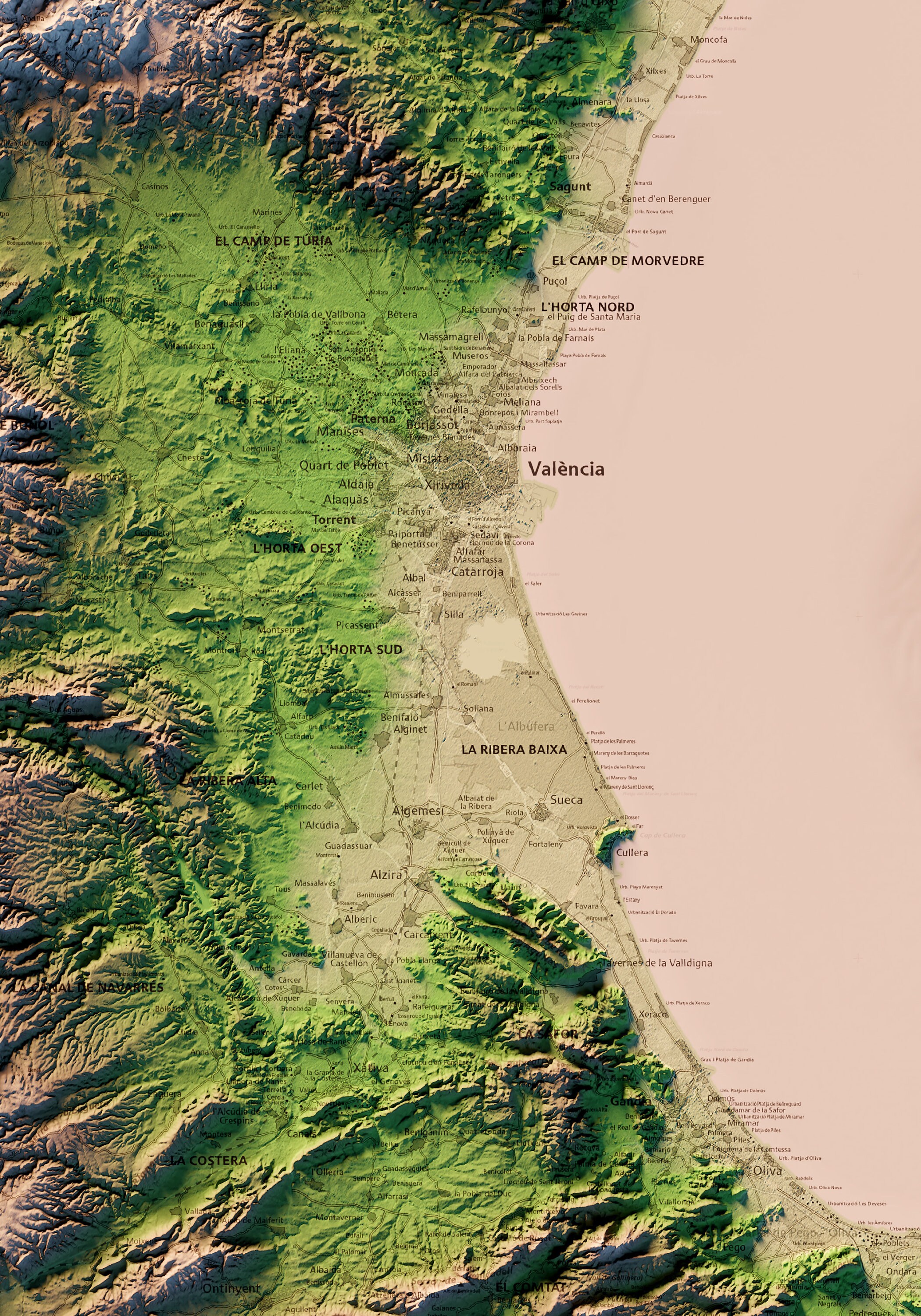 Colored Topographic Map of the País Valencià ICV Version. - Etsy UK