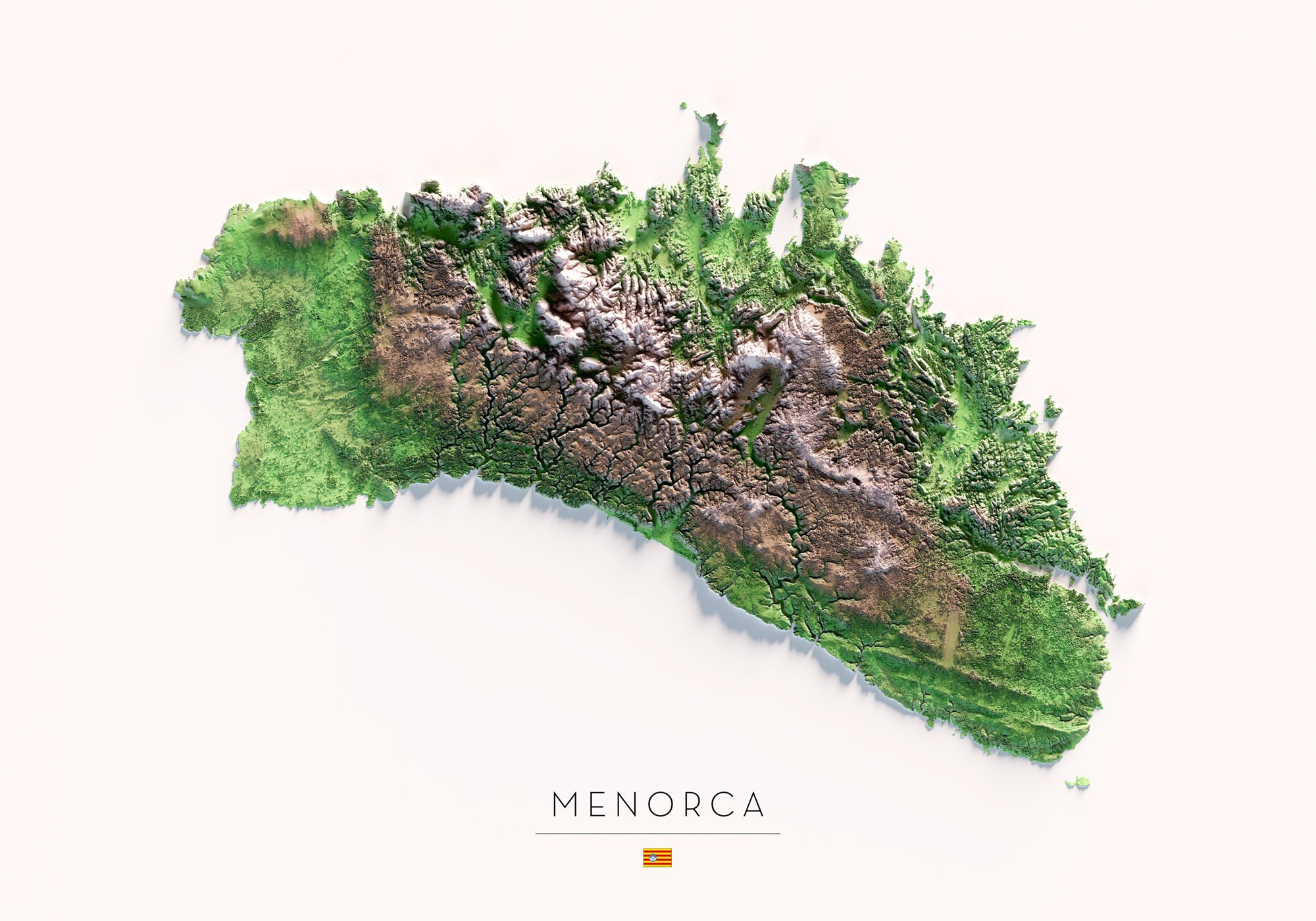 Colored Relief Map of Menorca. - Etsy