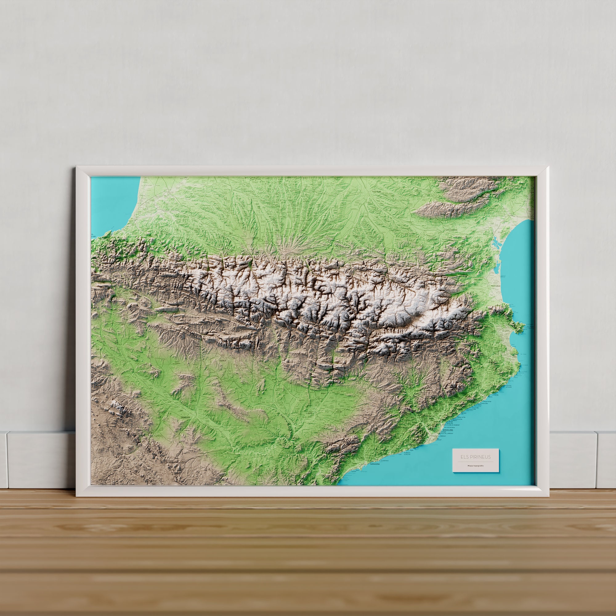 Full Pyrenees. Blue Sea Version. Topographic Map. - Etsy