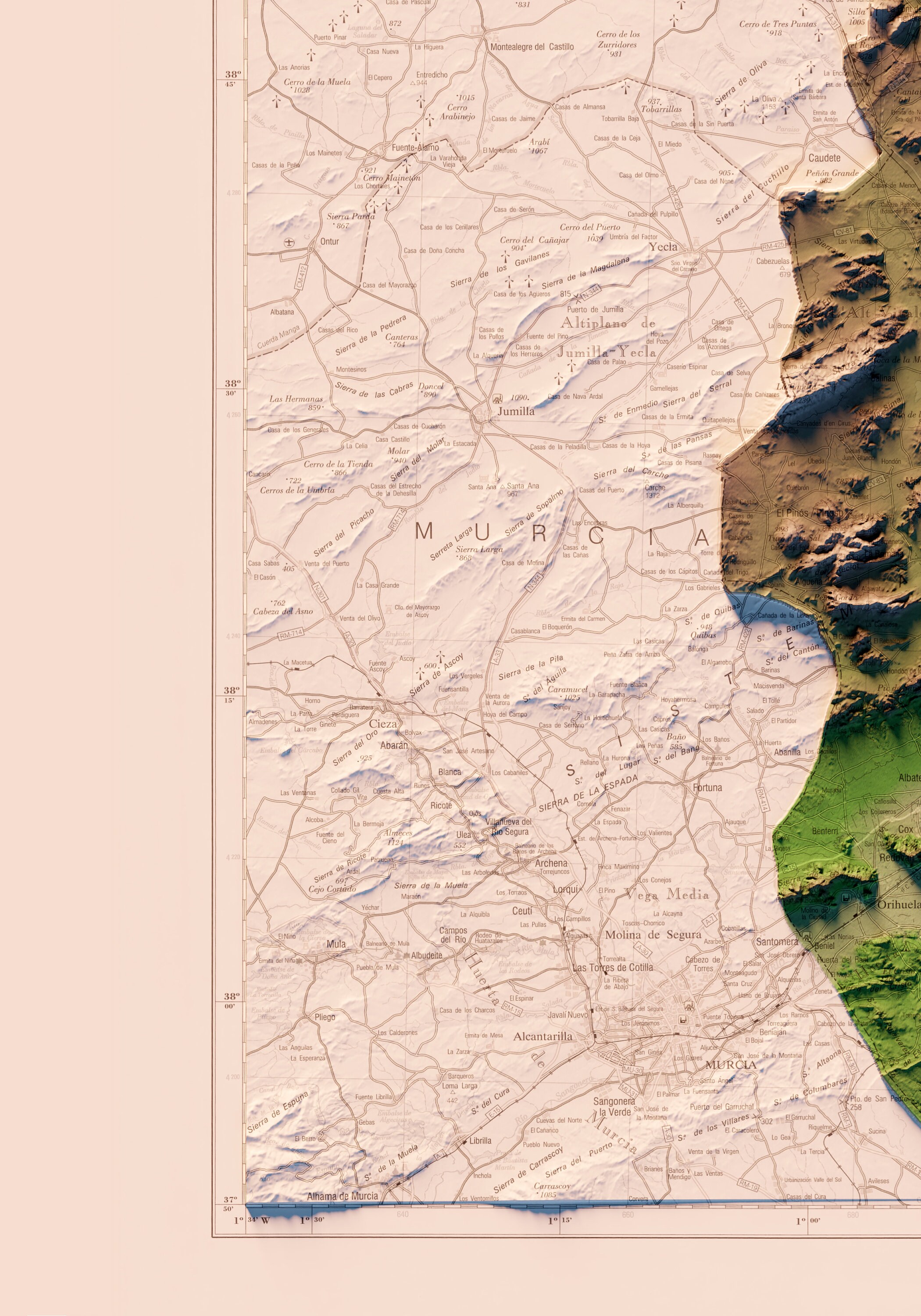 Colored Topographic Map of the País Valencià CNIG Version. - Etsy UK