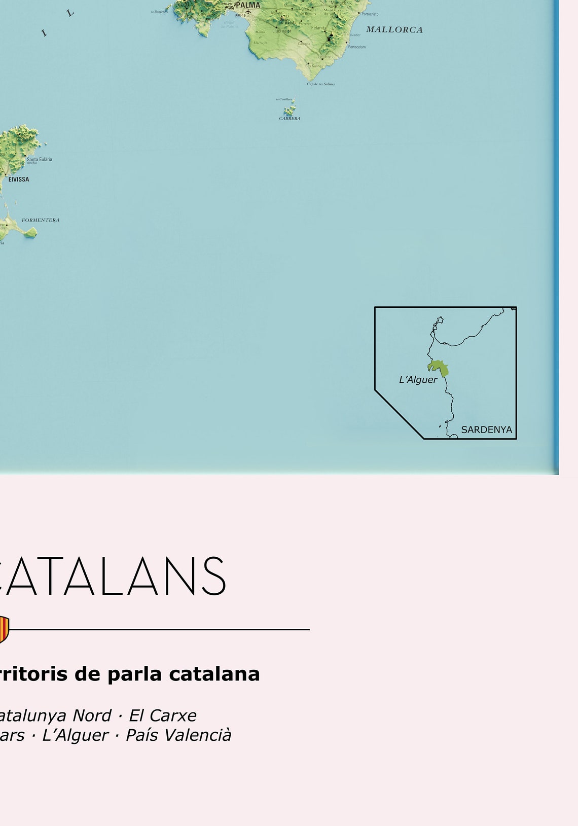 Els Països Catalans Mapa Topogràfic En Color Versió Amb El Etsy España