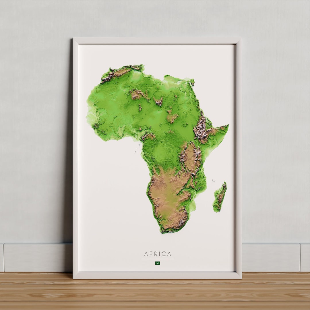 Colored Relief Map of Africa. - Etsy