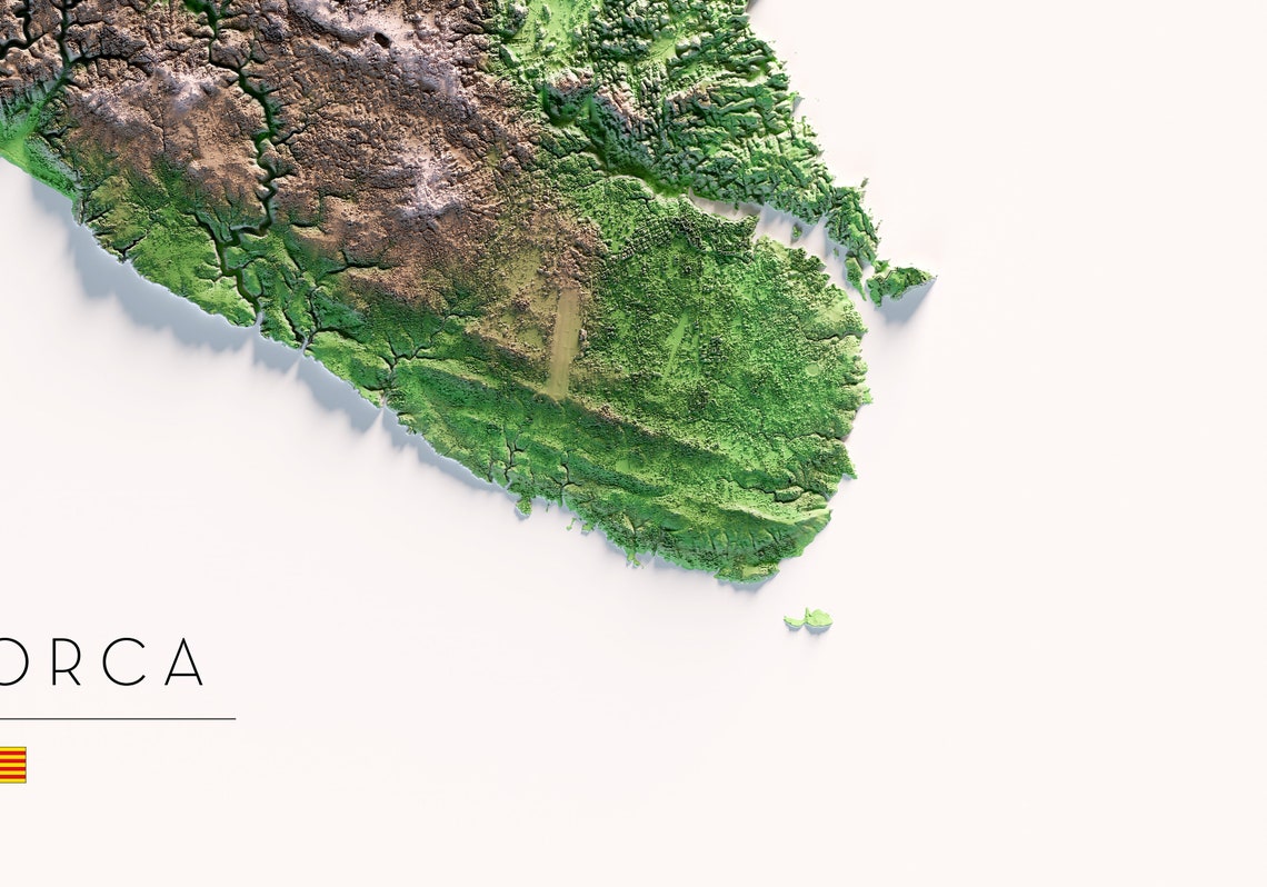 Colored Relief Map of Menorca. - Etsy