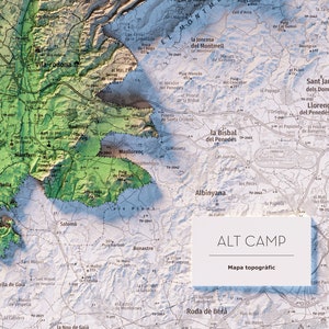 Colored Topographic Map of the Alt Camp. - Etsy