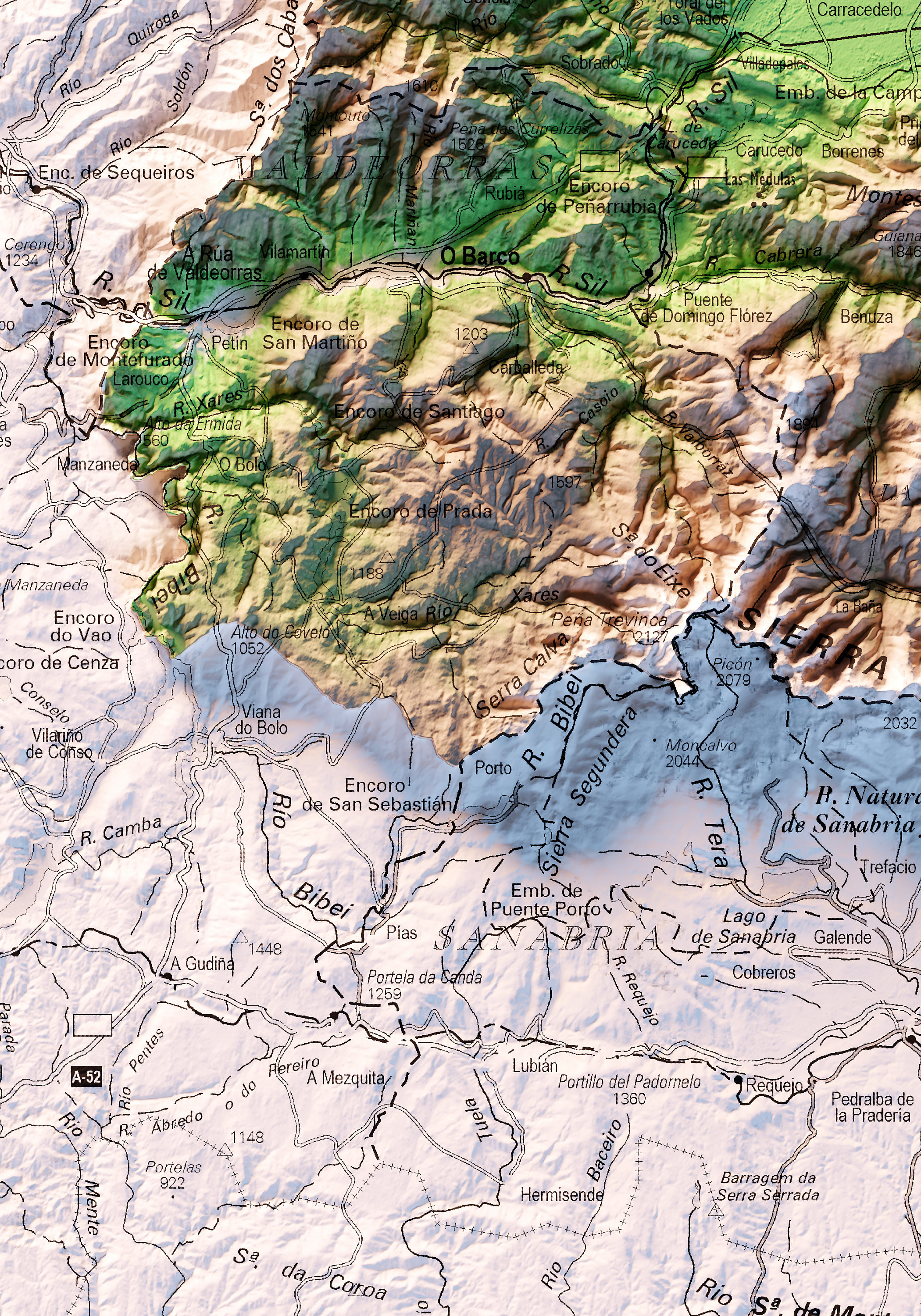 El Bierzo. Mapa topográfico en color. - Etsy España