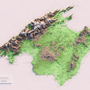 Mallorca. Topographic Map. White Sea Version. - Etsy