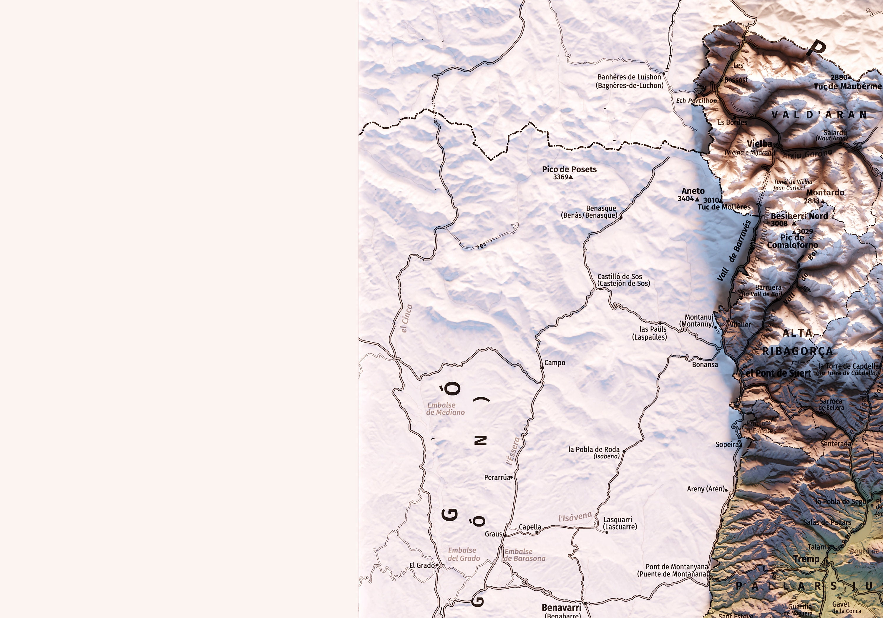 Catalunya Mapa Topogràfic En Color Versió Sense Llegenda Etsy España