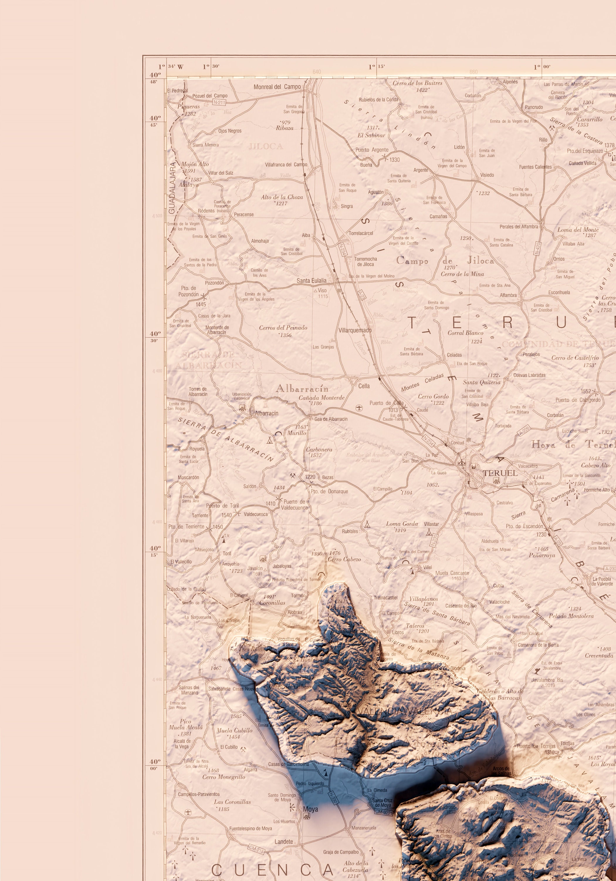 Colored Topographic Map of the País Valencià CNIG Version. - Etsy UK