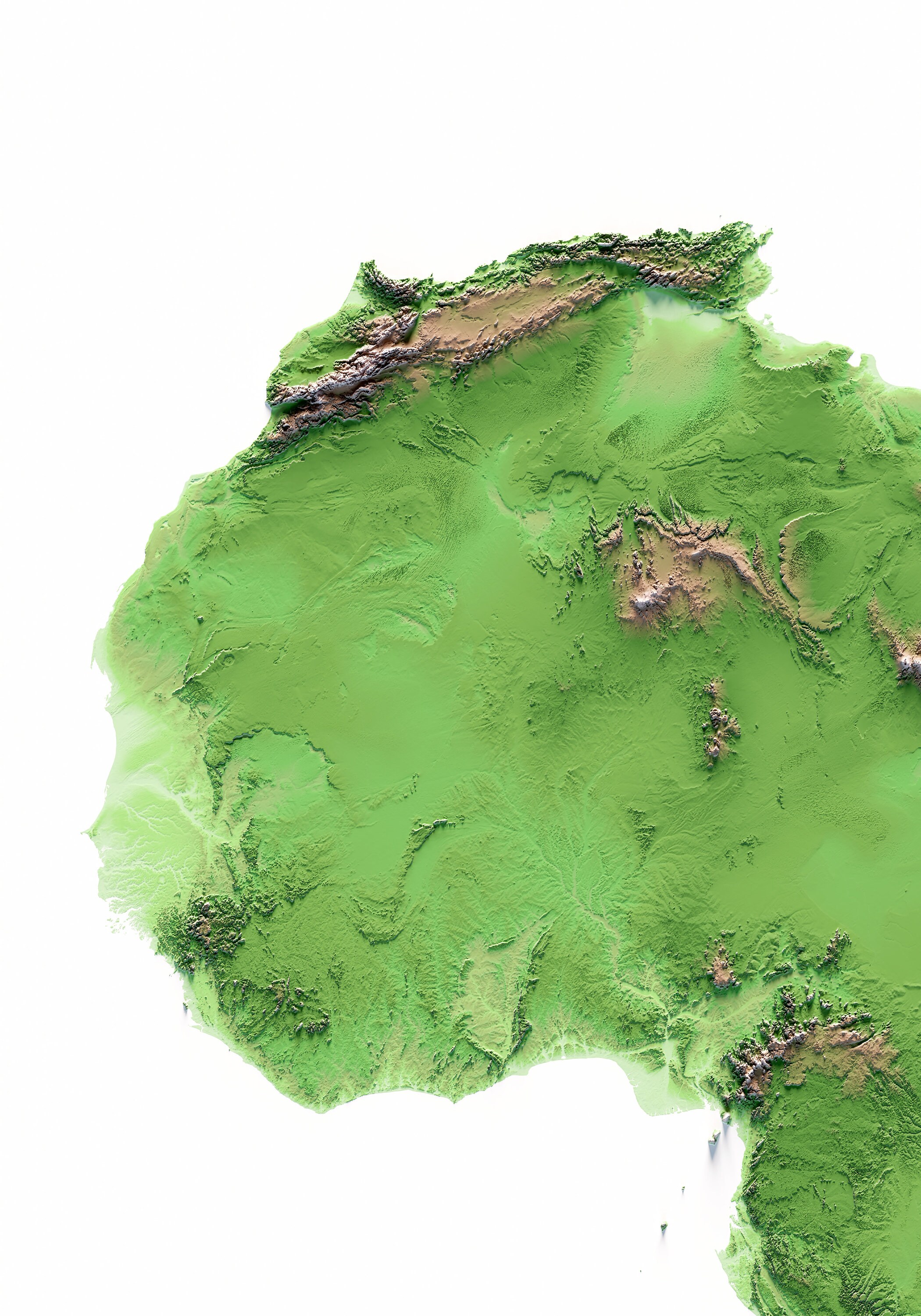 Colored Relief Map of Africa. - Etsy