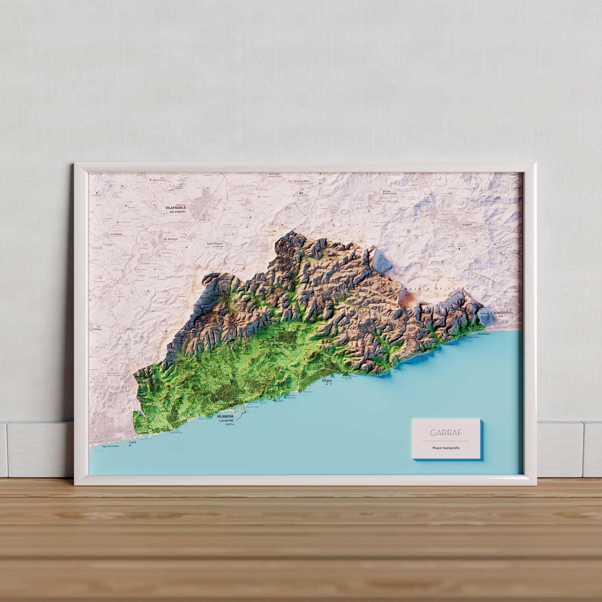 Colored Topographic Map of El Garraf. - Etsy UK