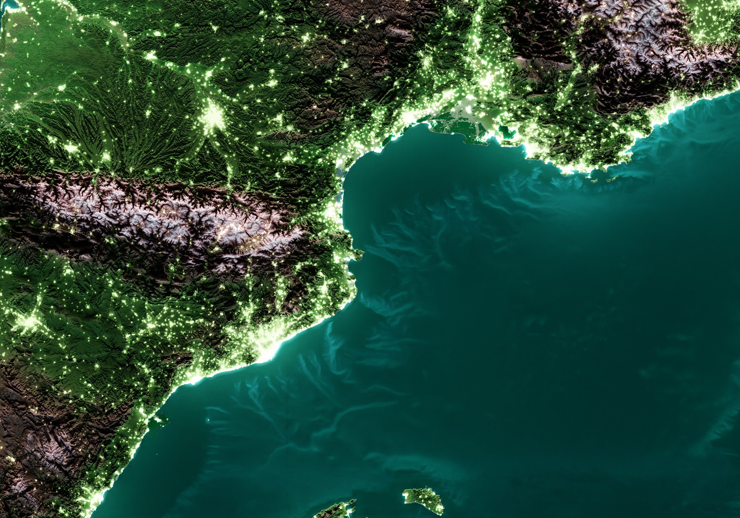 Iberia. Night Map. - Etsy