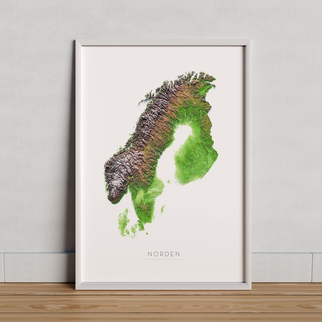 Scandinavia. Colored Relief Map. - Etsy