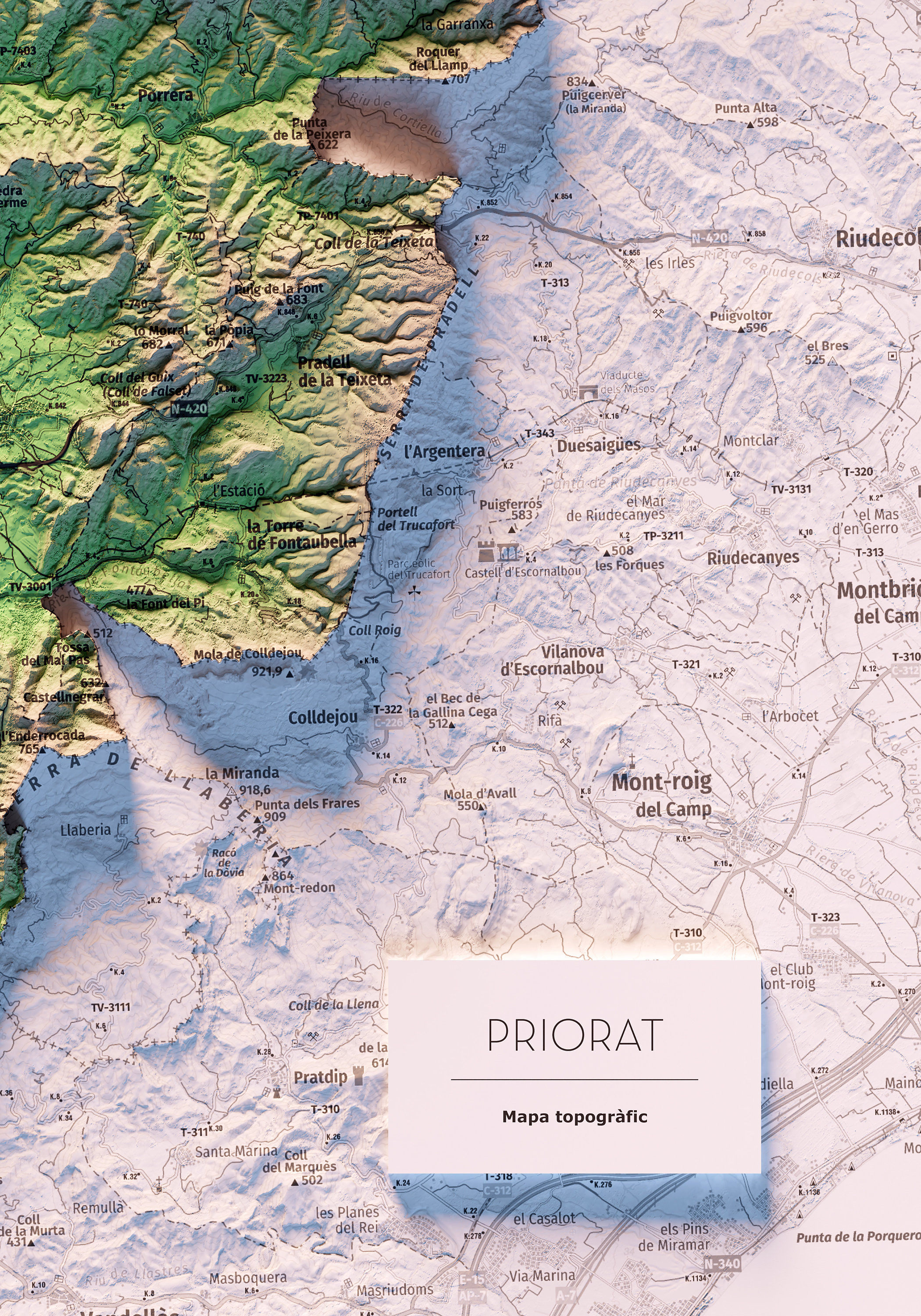 Das Priorat. Topographische Karte in Farbe. - Etsy.de