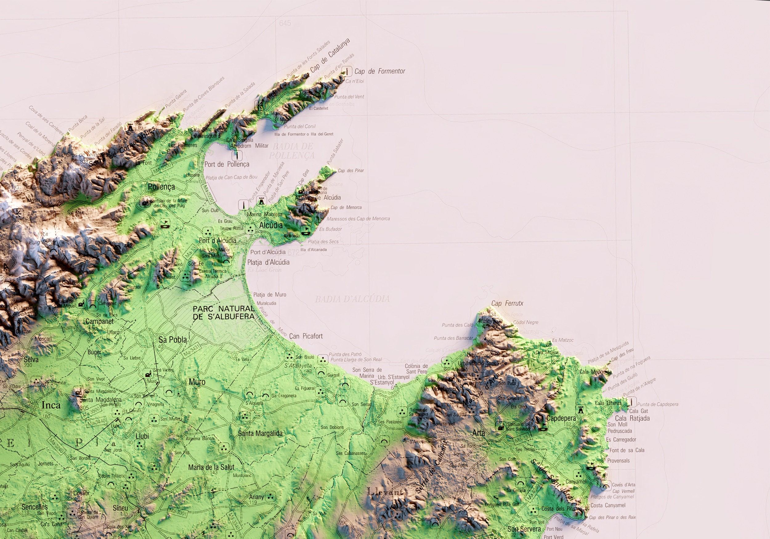 Mallorca. Topographic Map. White Sea Version. - Etsy