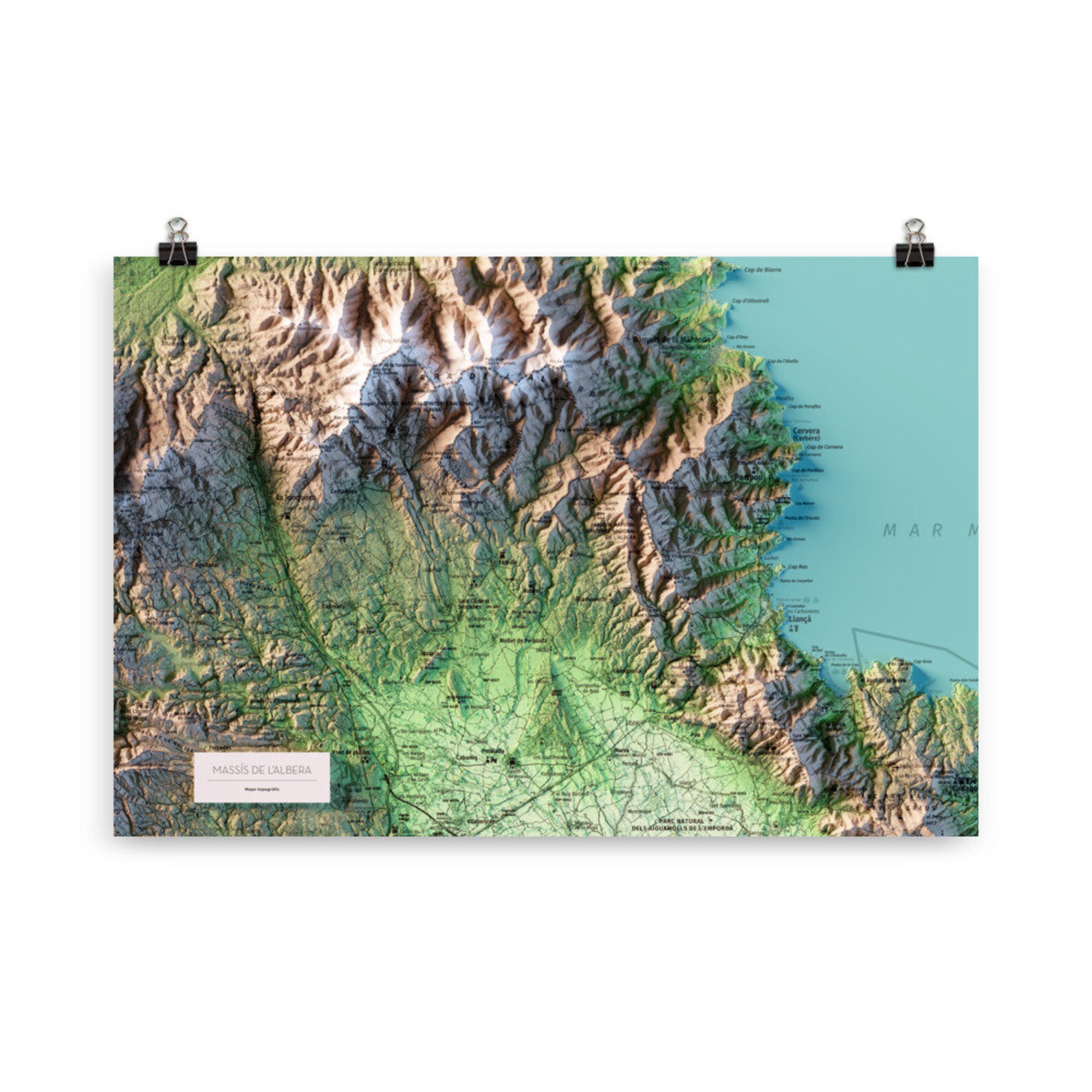 Colored Topographic Map of the L'albera Massif. - Etsy