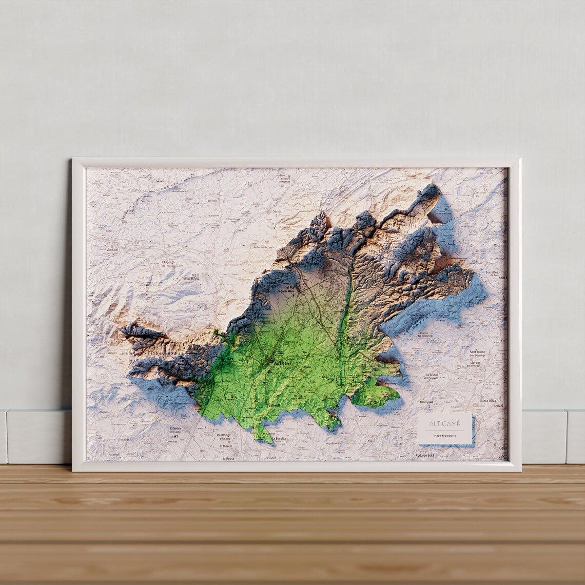 Colored Topographic Map of the Alt Camp. - Etsy