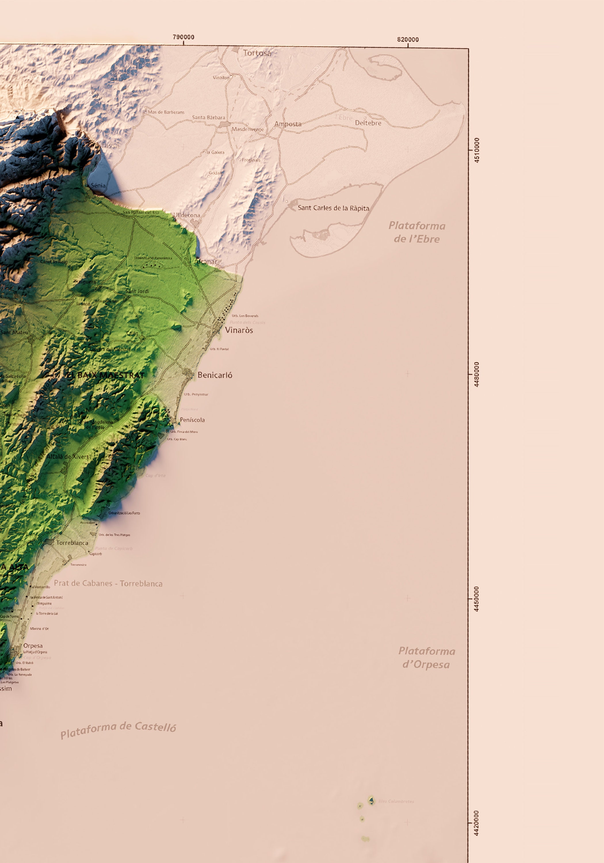 Colored Topographic Map of the País Valencià ICV Version. - Etsy UK