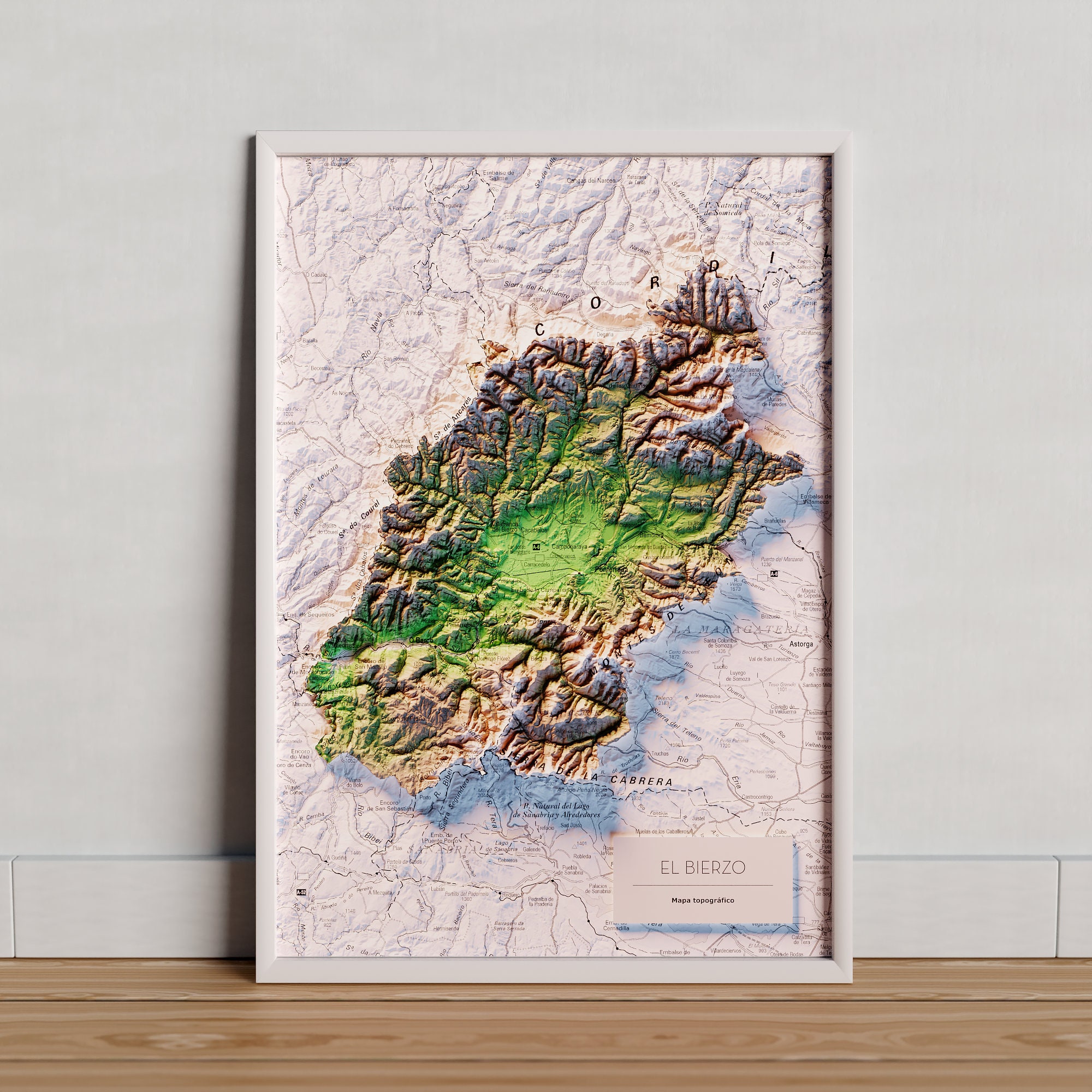 El Bierzo. Mapa topográfico en color. - Etsy España