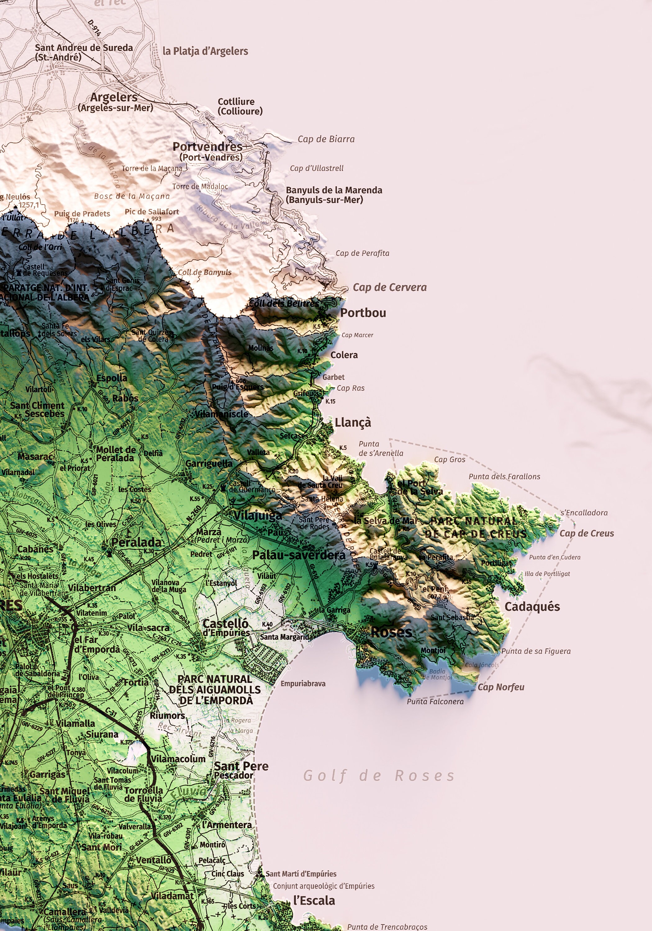 L'Empordà. Mapa topogràfic en color. - Etsy España