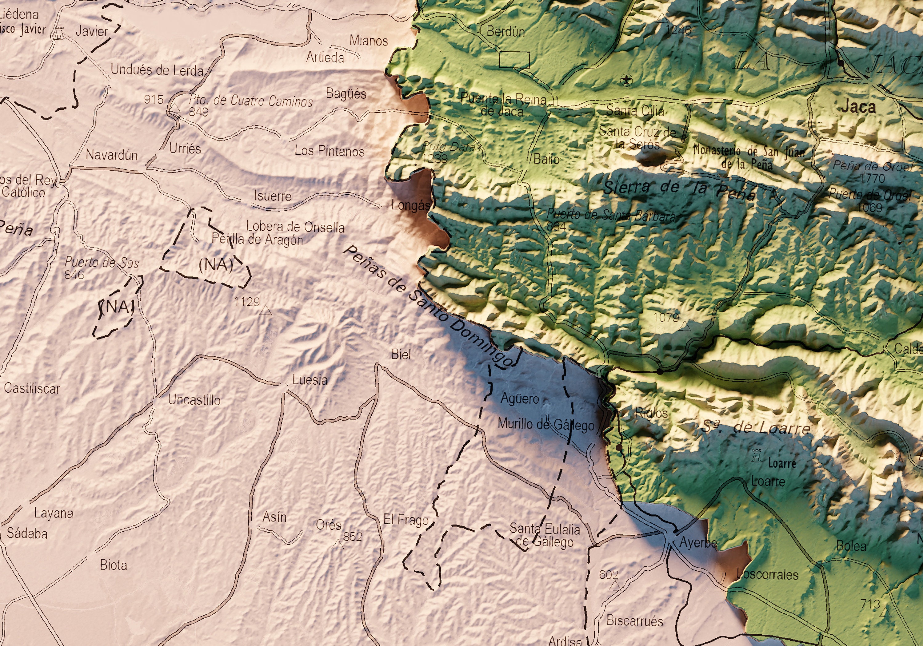 Pirineo de Huesca. Mapa topográfico en color. - Etsy España